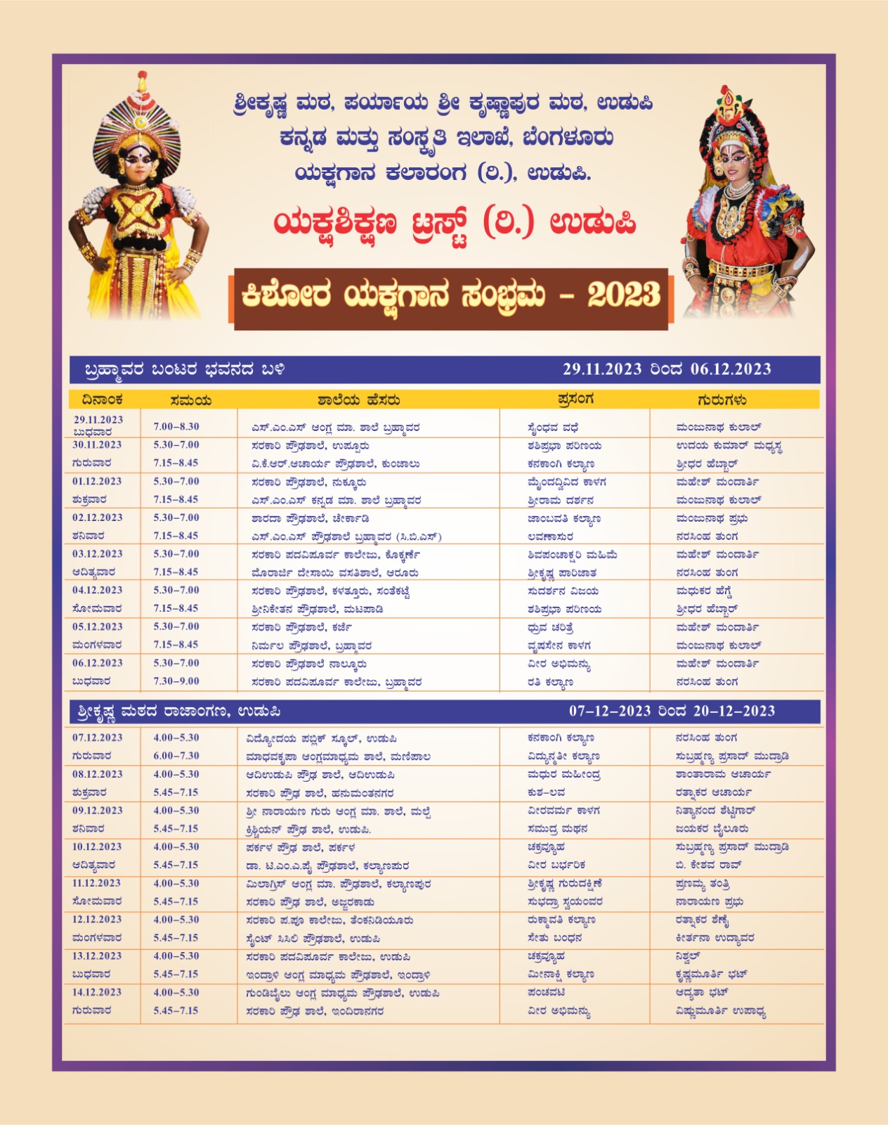 ‘ಕಿಶೋರ ಯಕ್ಷಗಾನ ಸಂಭ್ರಮ – 2023’ ನವೆಂಬರ್ 29ರಿಂದ ಜನವರಿ 5 - Roovari